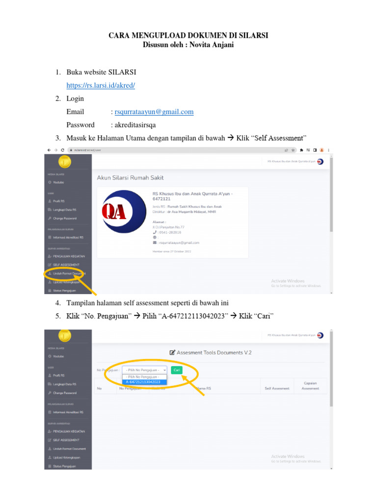 Cara Mengupload Dokumen Di Silarsi | PDF