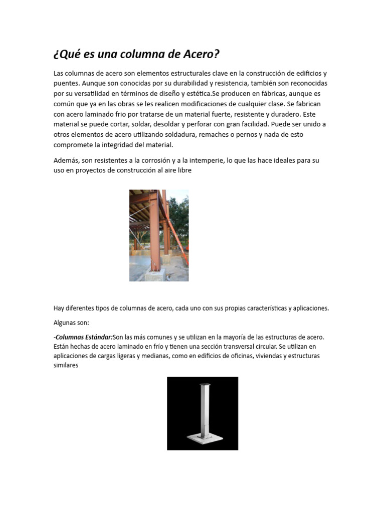 Columnas de Acero | Descargar gratis PDF | Acero | Acero estructural