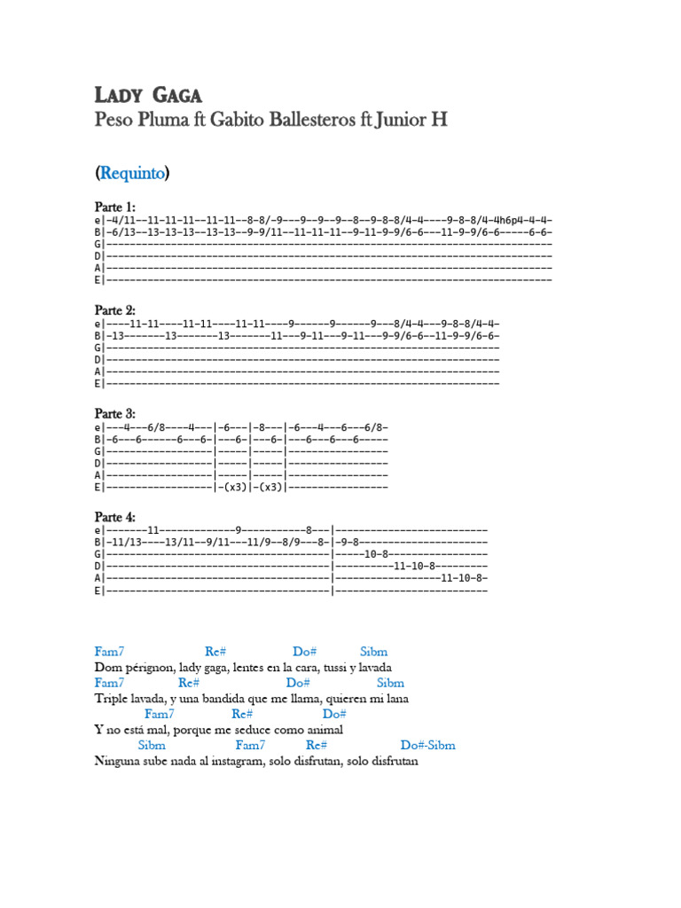 Letra y acordes de "Peso Pluma" | PDF