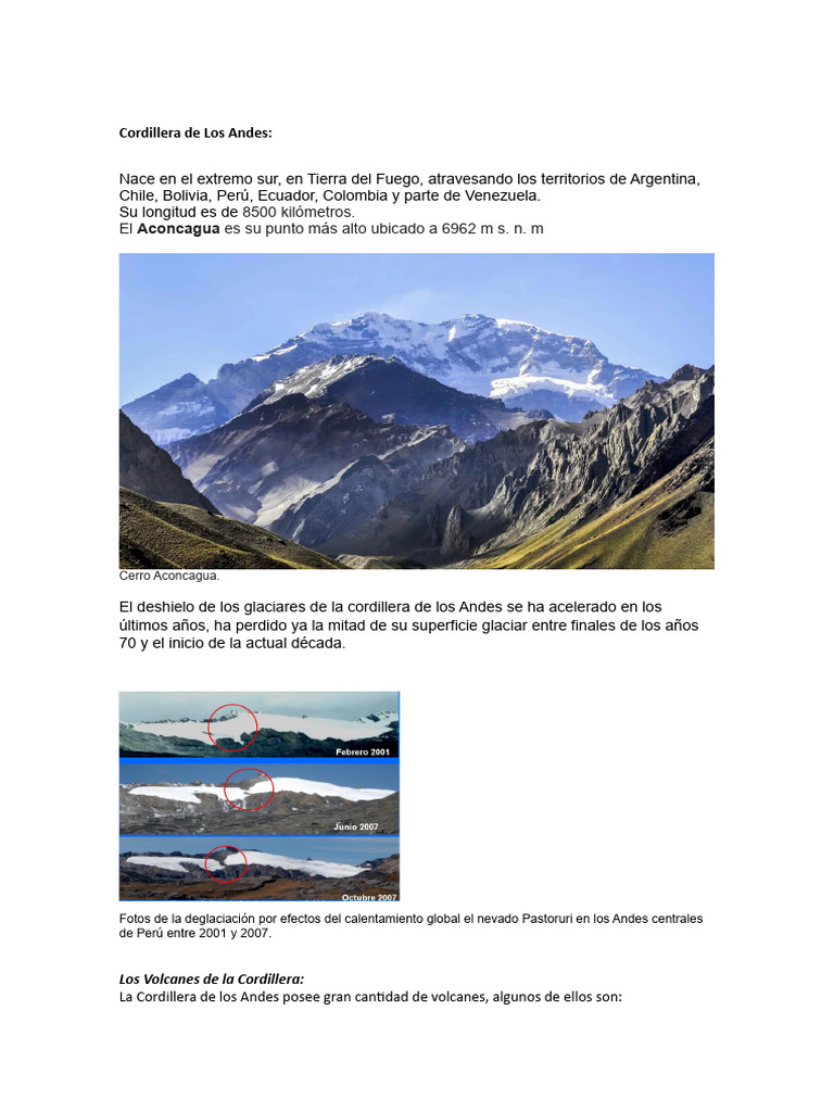Cordillera de Los Andes | PDF | Volcán | Andes