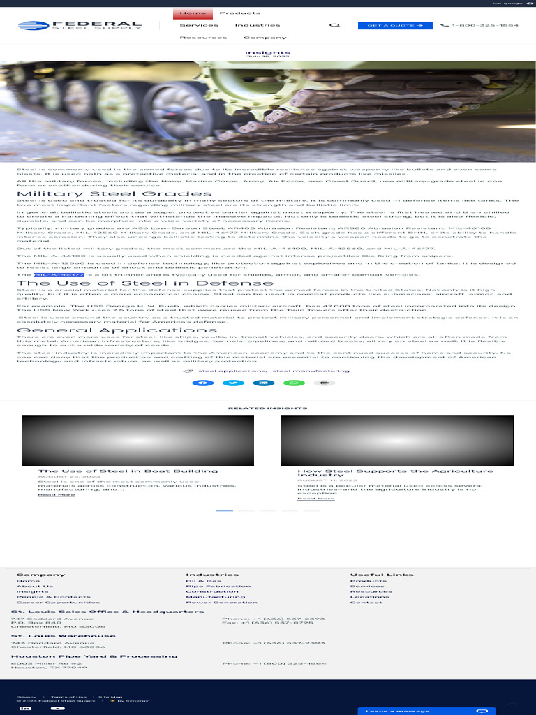 Military-Grade Steel: What It Is & How It's Used - Federal Steel Supply ...