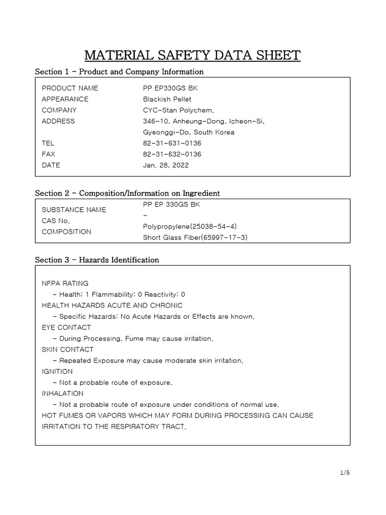 MSDS Black EP330GS BK PDF | PDF | Personal Protective Equipment | Firefighting