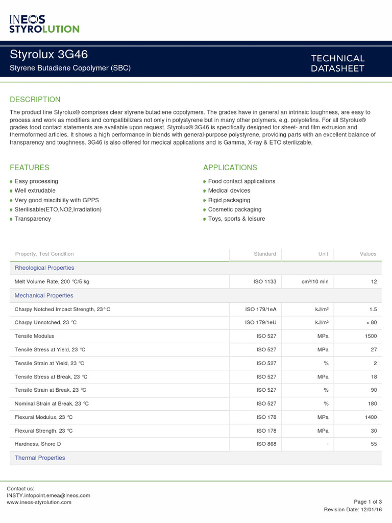 Styrolution TDS400900240711 | PDF | Polystyrene | Physical Sciences