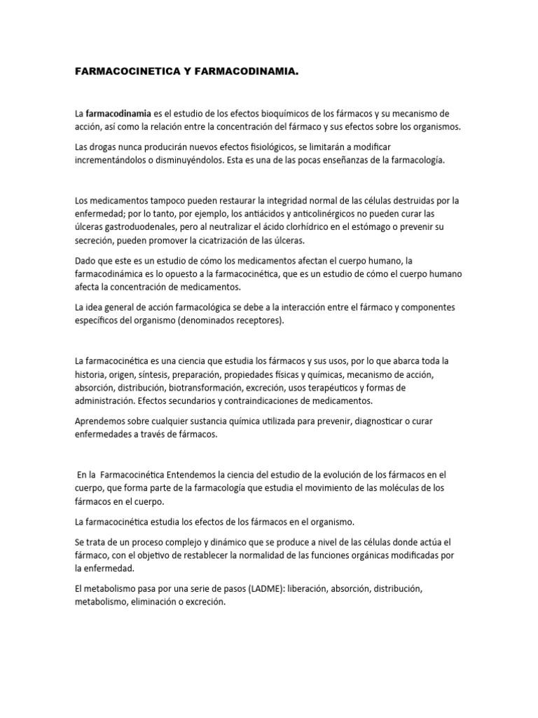 Farmacocinetica y Farmacodinamia | PDF
