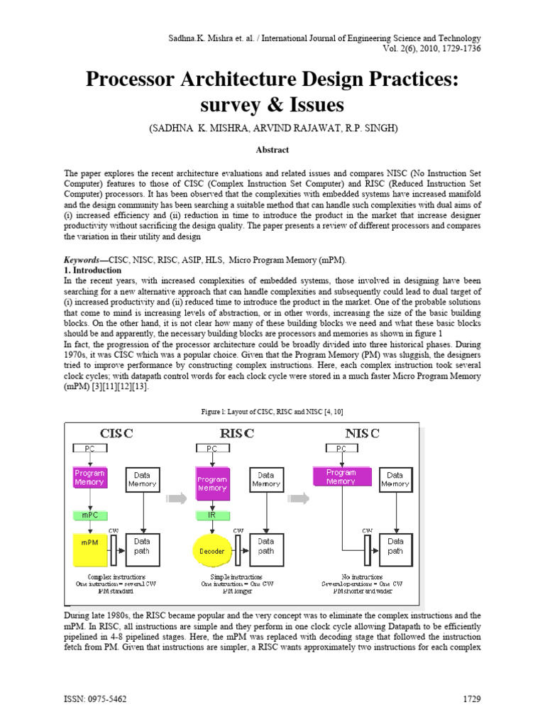 Processor Architecture Design Practices Survey Iss Pdf Central Processing Unit Integrated 