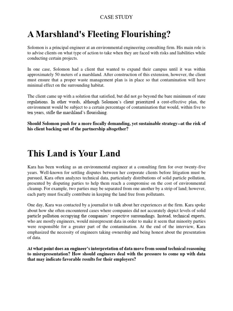 Case Study Exercise | PDF | Pollution | Consultant