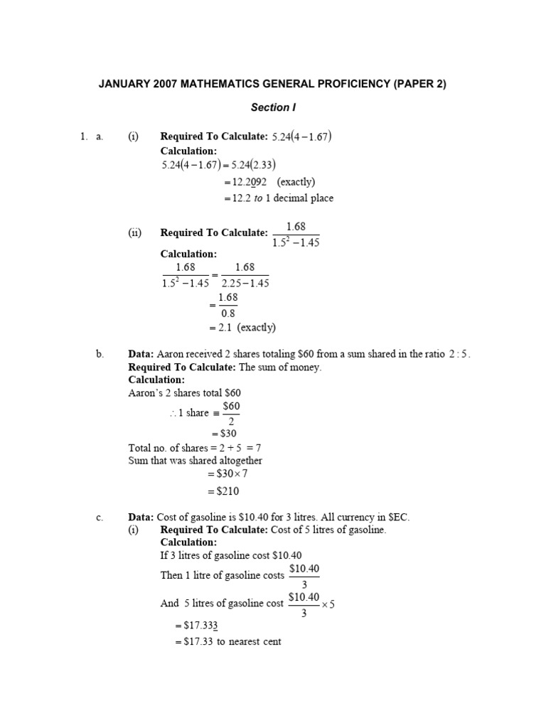 Csec Maths January 2007 | PDF | Area | Circle
