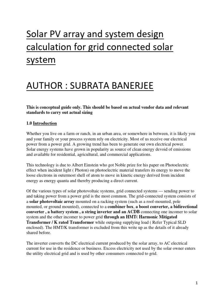 PV Calculations | PDF | Photovoltaics | Photovoltaic System