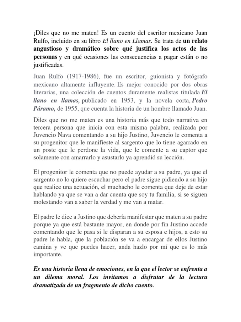 Diles Que No Me Maten | PDF