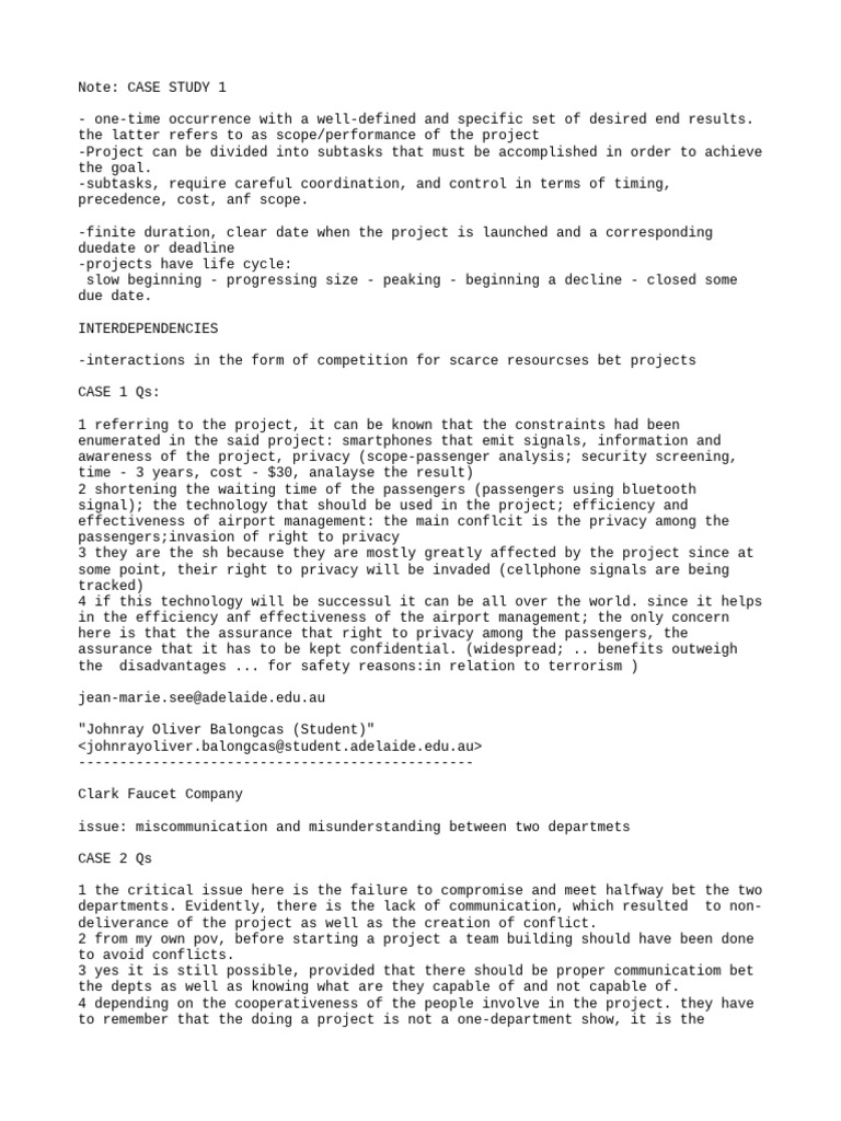 Notes CASE STUDIES | PDF