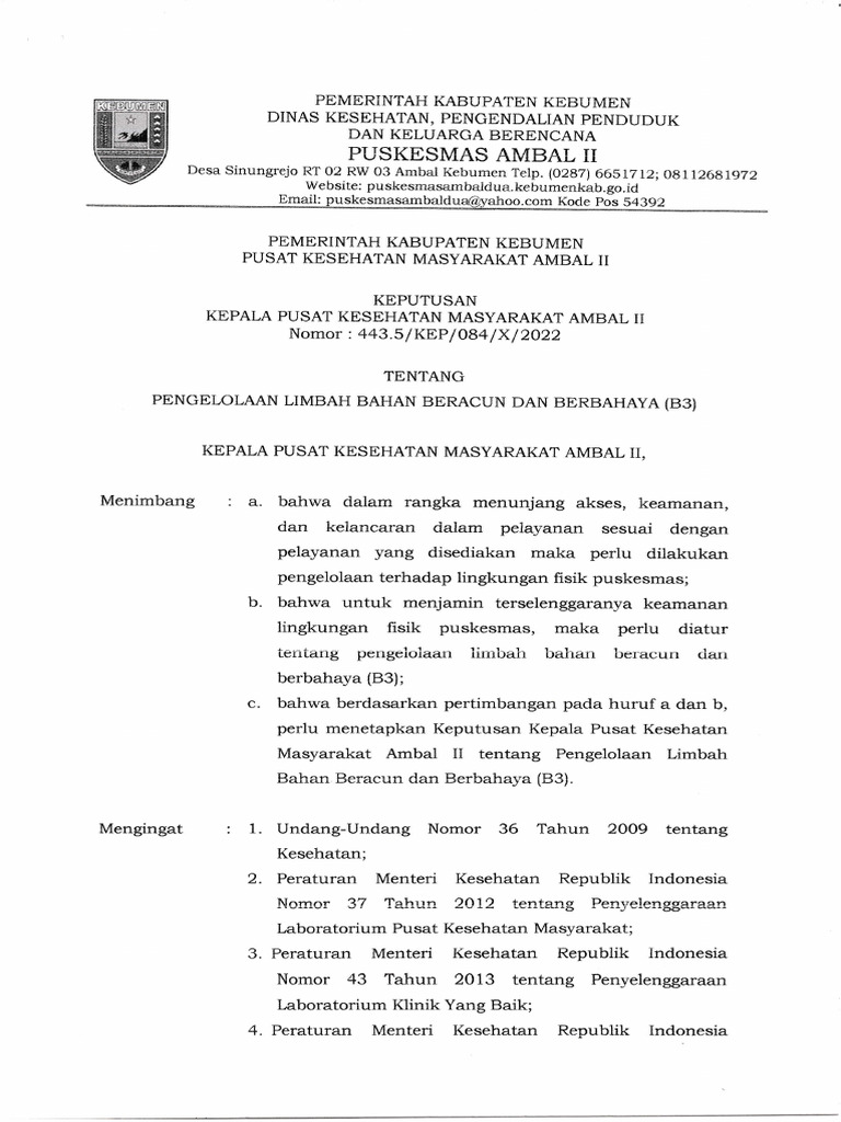Sk Pengelolaan B3 Pdf Griya And Taman Sains And Matematika 