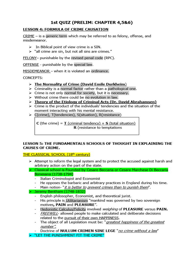 Reviewer For Quiz 1prelim | PDF | Crime & Violence | Crimes