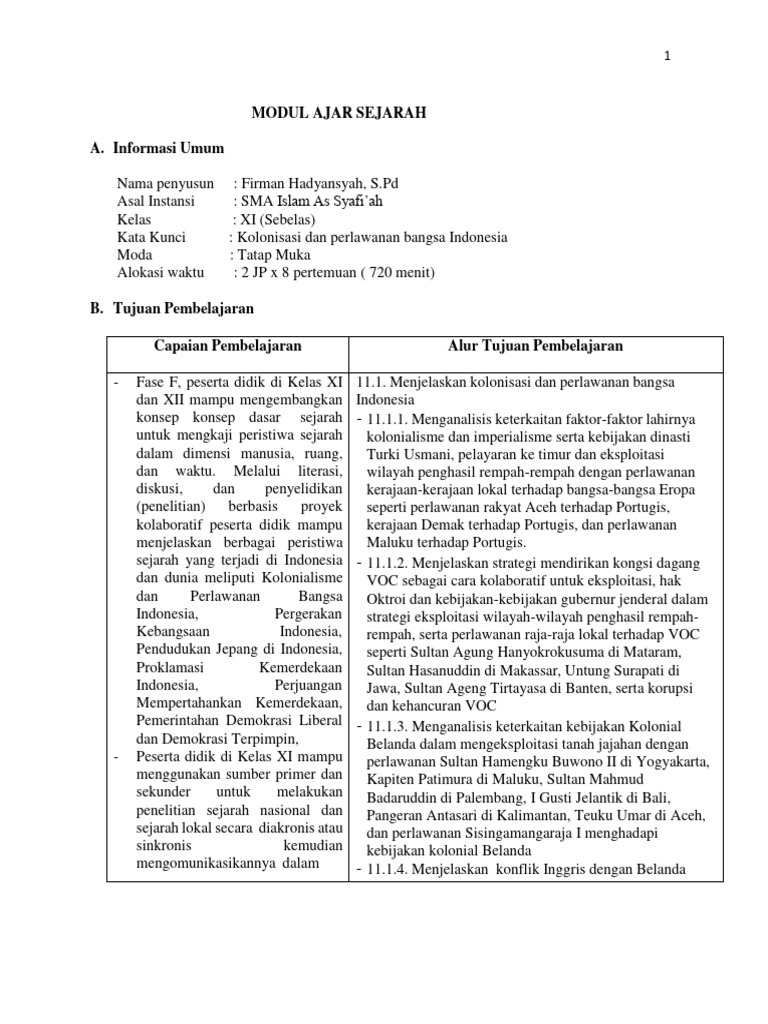 Modul Sejarah Kelas XI | PDF