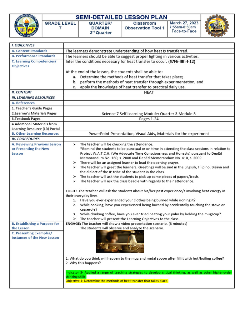 DLP 3rdqm5 Heat | PDF | Heat Transfer | Learning