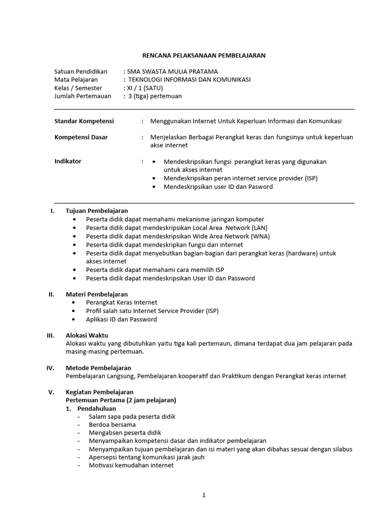 RPP Xi Smster 1 | PDF | Seni | Komputer