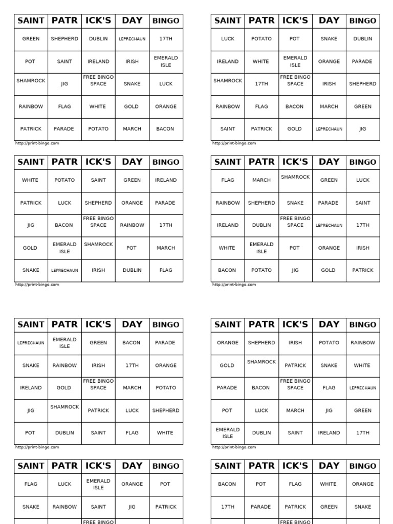 Bingo Words | PDF | Republic Of Ireland | Leprechaun
