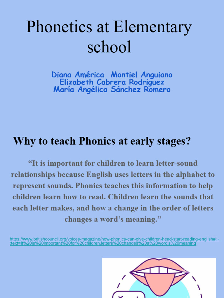 Phonetics at Elementary School | PDF