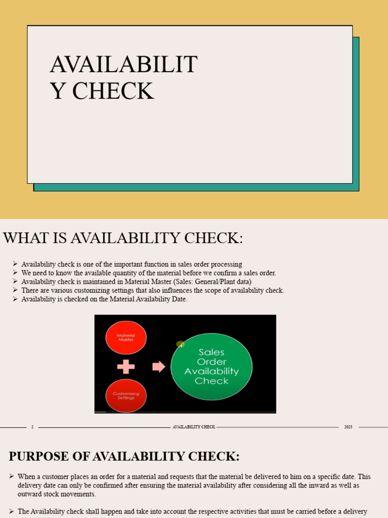 Availability Check | PDF | Goods | Business Process