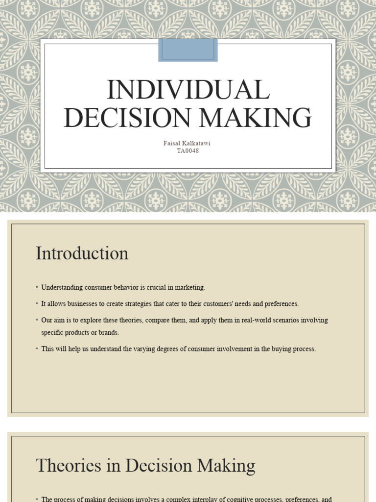 Individual Decision Making | PDF | Marketing | Brand