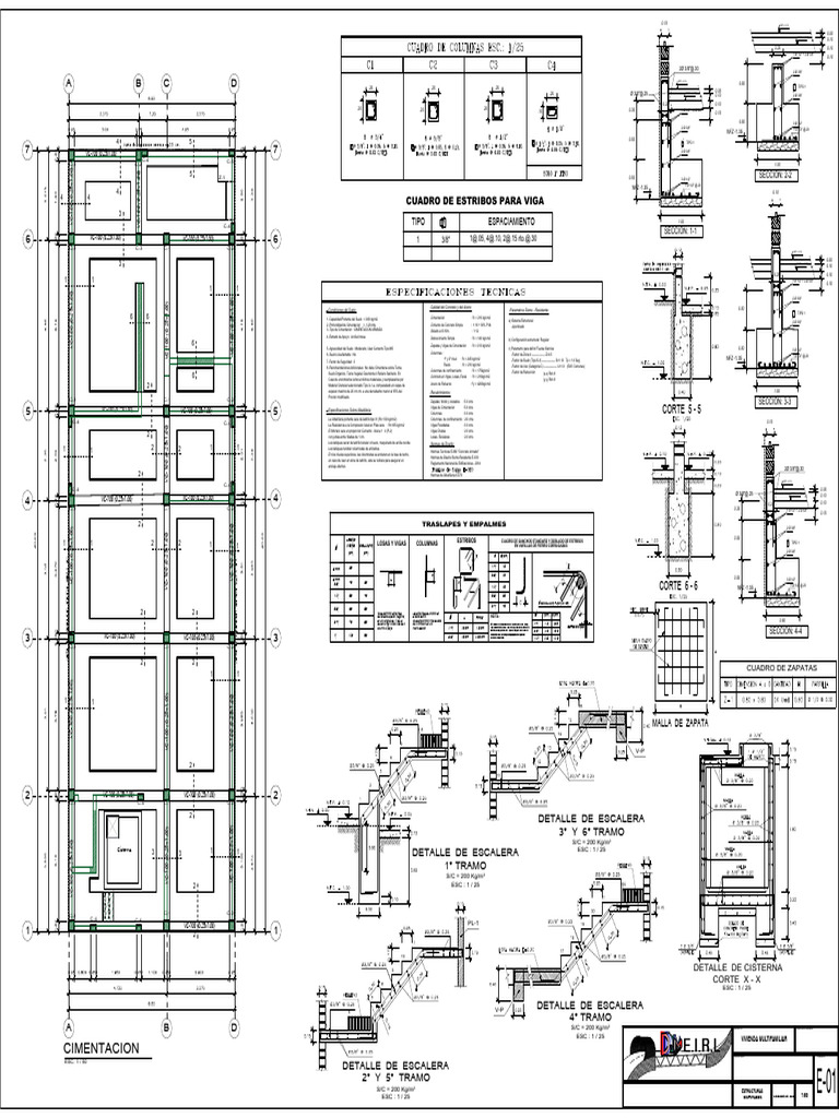 Plano Estructural 1 | PDF | Fundación (Ingeniería) | Materiales de construcción