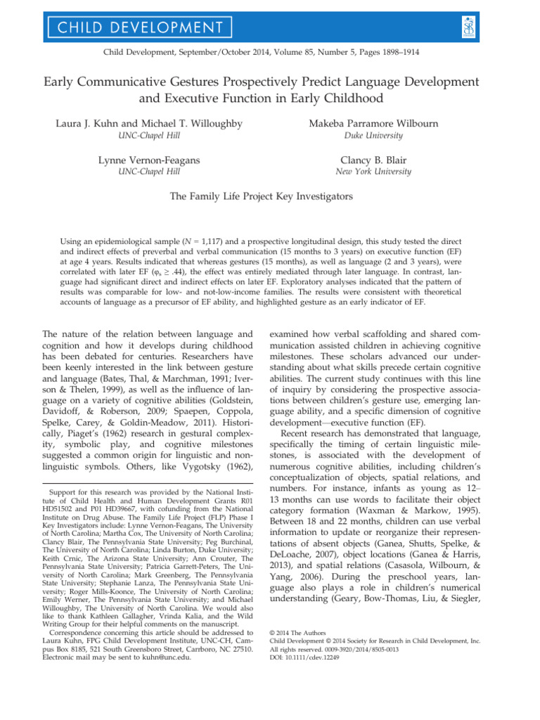 Early Communicative Gestures Prospectively Predict Language Development ...
