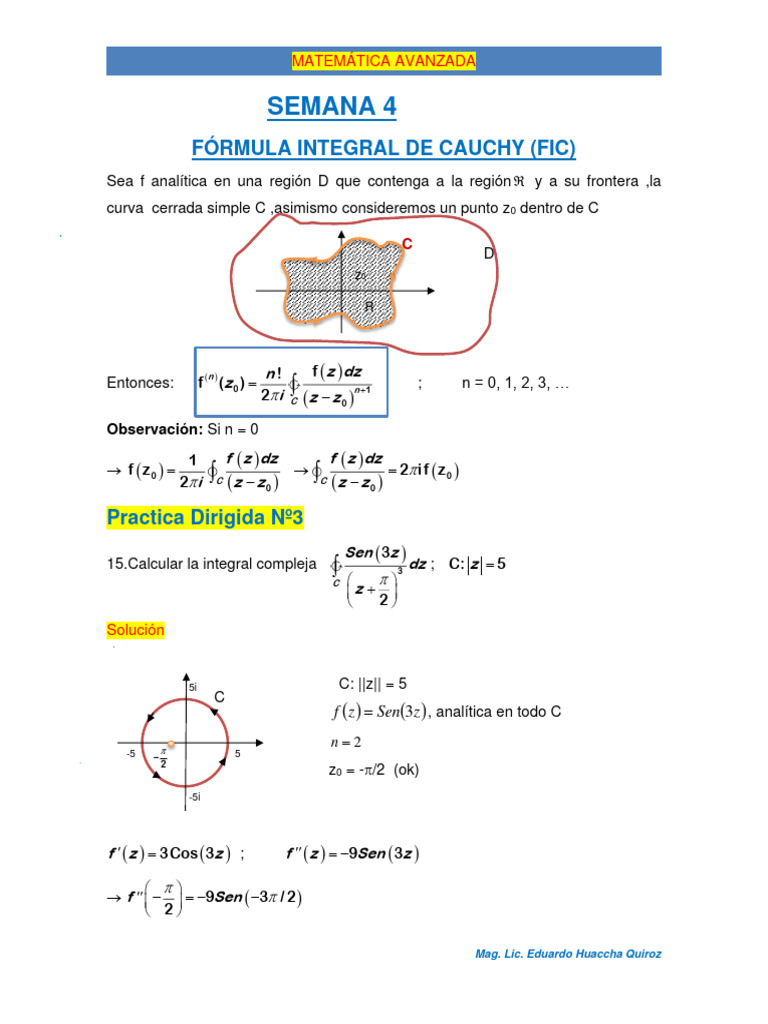 Fórmula Integral de Cauchy y Polos | PDF | Análisis complejo | Álgebra ...
