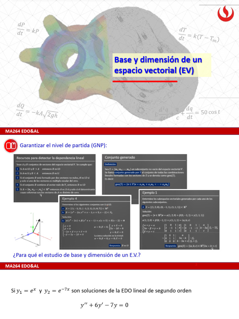 MA264 Sesión 3.2 Base y Dimensión de Un Espacio Vectorial - JAN | PDF ...