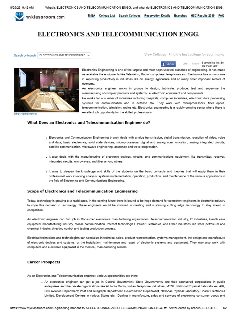 What Is ELECTRONICS AND TELECOMMUNICATION ENGG. and What Do ELECTRONICS ...