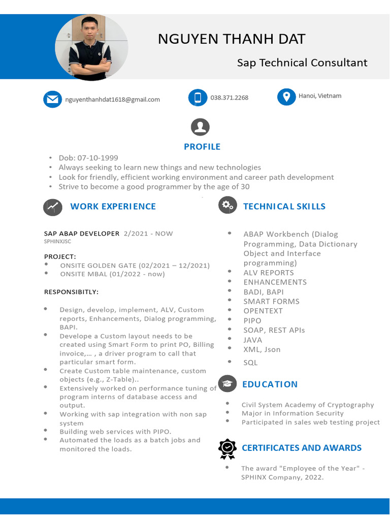 Nguyen Thanh Dat - CV | PDF | Software Architecture | Computing