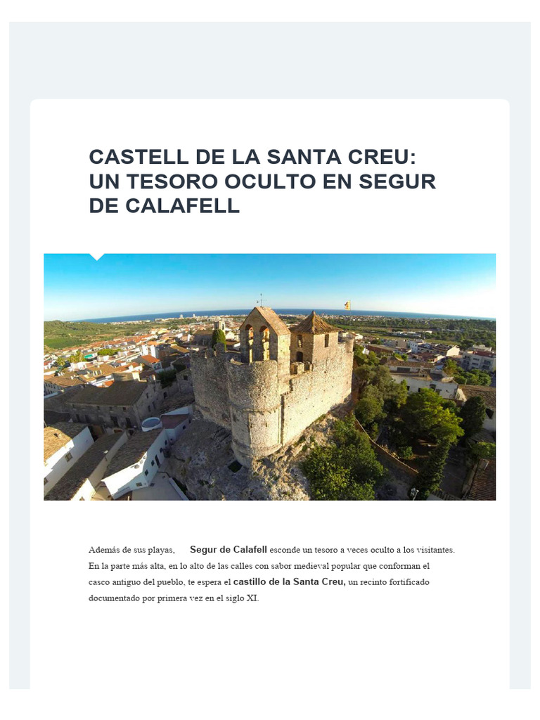 Castell de La Santa Creu Un Tesoro Oculto en Segur de Calafell | PDF ...