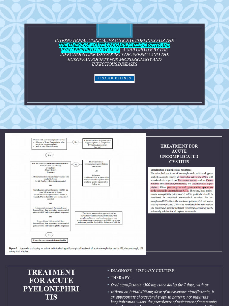IDSA - Treatment of Acute Uncomplicated Cystitis and Pyelonephritis in ...