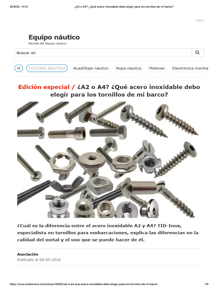 ¿a2 O A4 ¿qué Acero Inoxidable Debo Elegir Para Los Tornillos De Mi