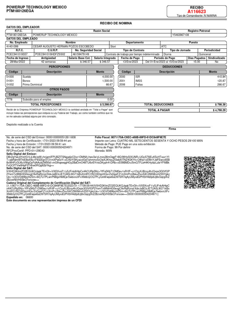 Comprobante CFDI 2023011 | PDF | Economias