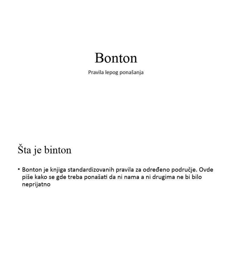 Bonton Pravila Ponašanja | PDF
