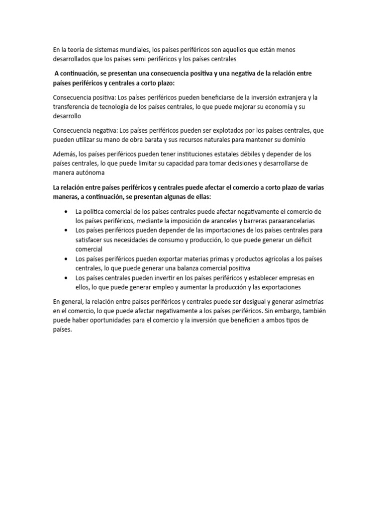 Hist. Paises Perifericos y Centrales | Descargar gratis PDF | Comercio ...