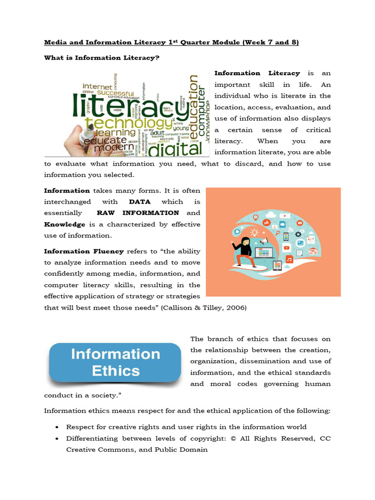 MIL Week 7 8 Module 1st Quarter | PDF | Information | Information Literacy