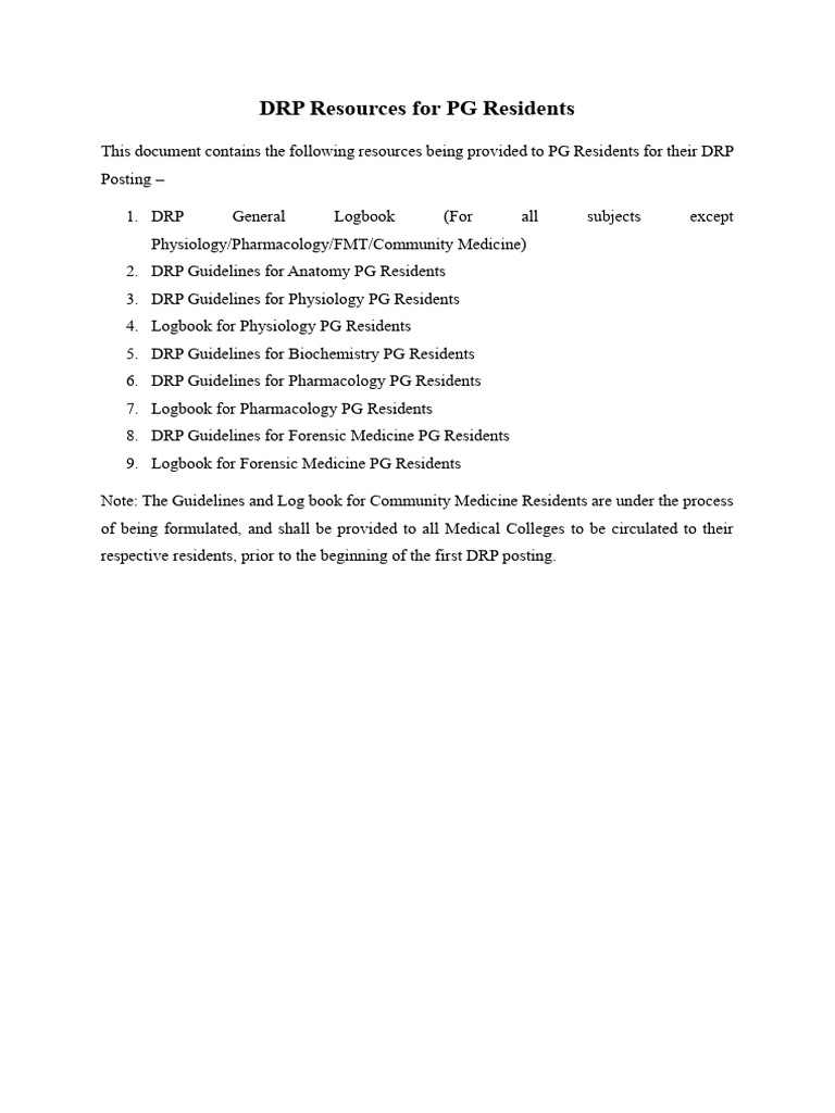 DRP Resources | PDF | Medical School | Residency (Medicine)