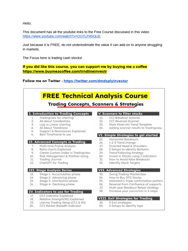 Technical Analysis FREE Course by Trendline Investor | PDF | Technical ...