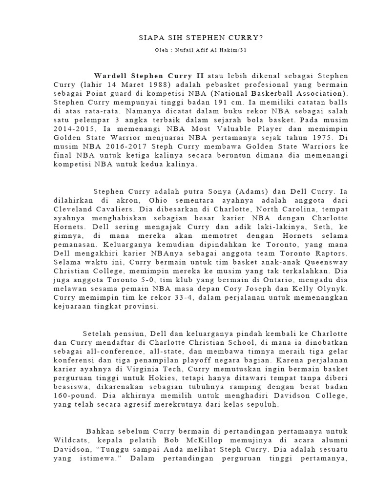 Siapa Sih Stephen Curry | PDF | Olahraga & Rekreasi