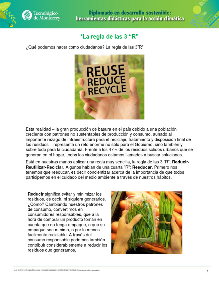 Regla de Las 3 R | PDF | Residuos | Reciclaje
