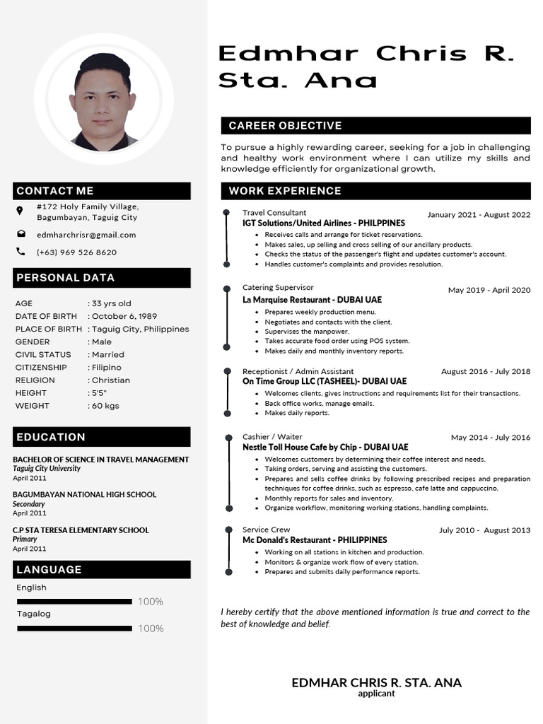 EC Sta Ana CV | PDF | Business