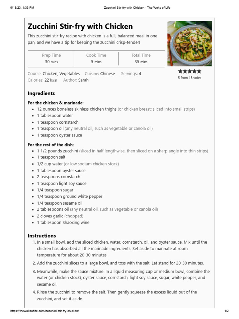 Zucchini Chicken Stir-fry Recipe | PDF | Stir Frying | Fat