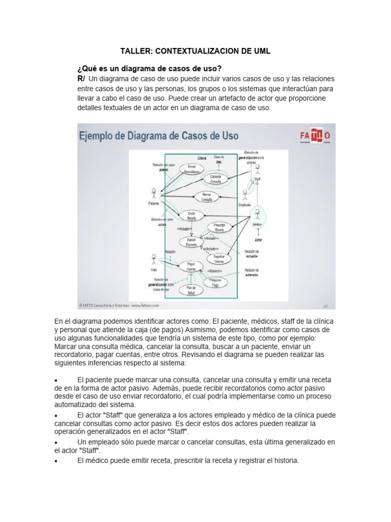 Taller UML | PDF | Lenguaje de modelado unificado | Caso de uso