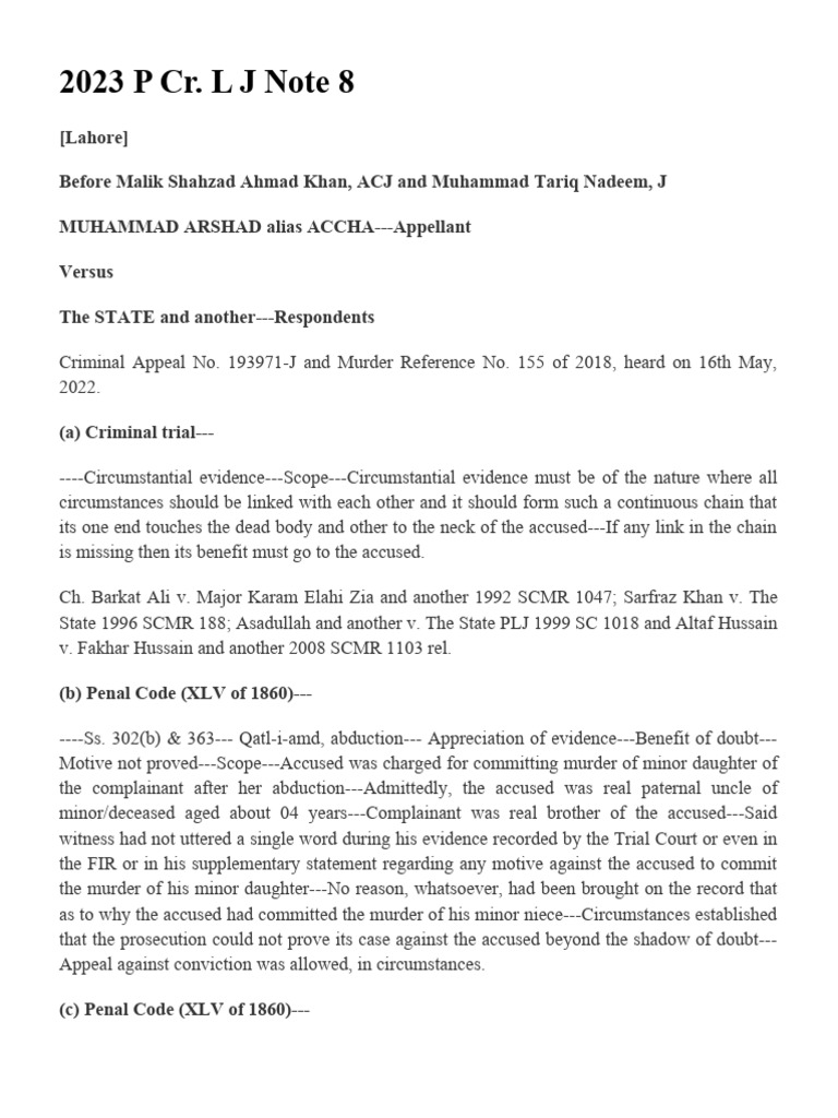 2023 P Cr. L J Note 8 | PDF | Prosecutor | Confession (Law)