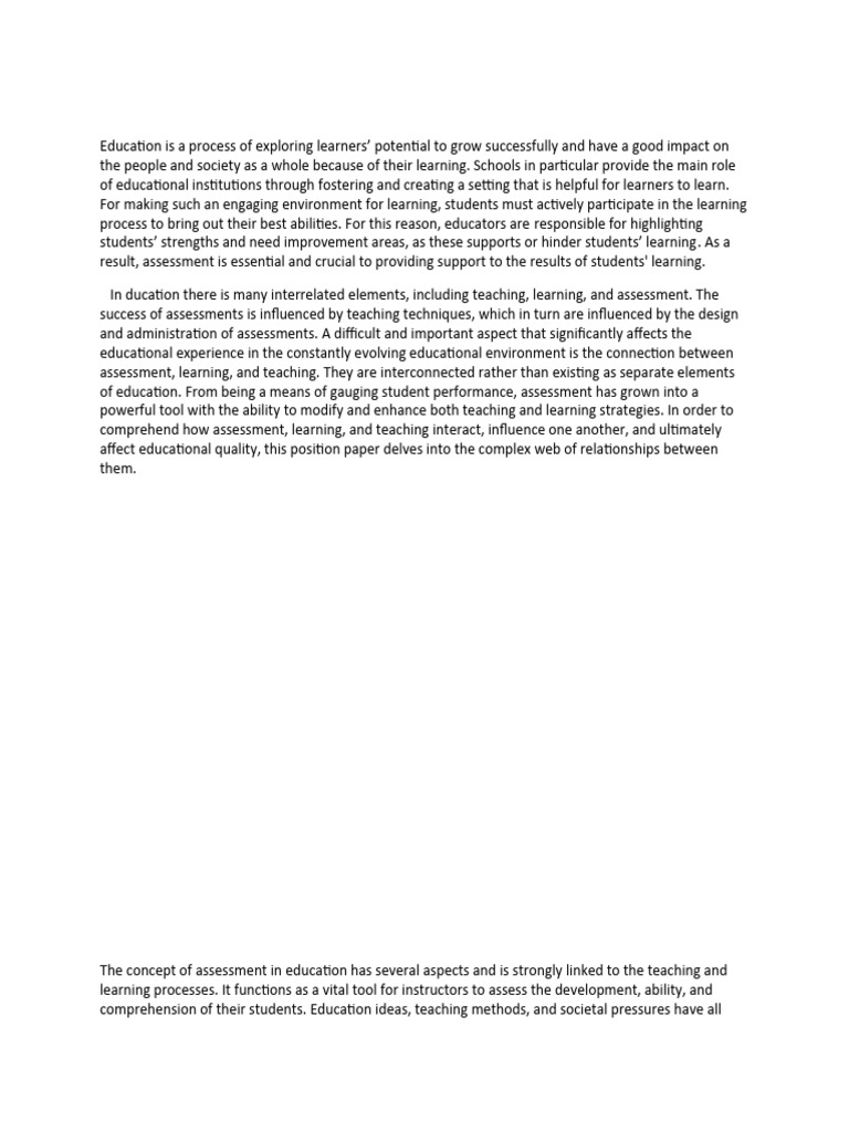 Final Position Paper - WPS Office | PDF | Educational Assessment | Learning