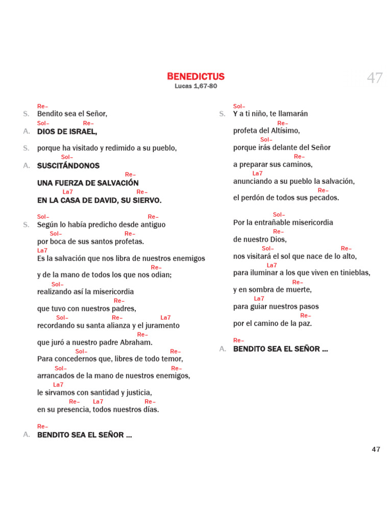 Cántico Benedictus: Oración y Letra | PDF | Salvación | Creencia ...