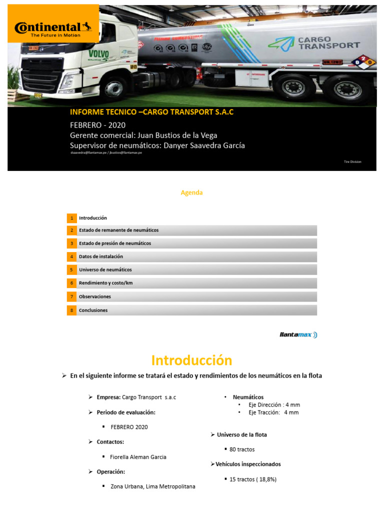 Informe Cargo Transport - Febrero | PDF | Neumático | Tecnología de vehículos