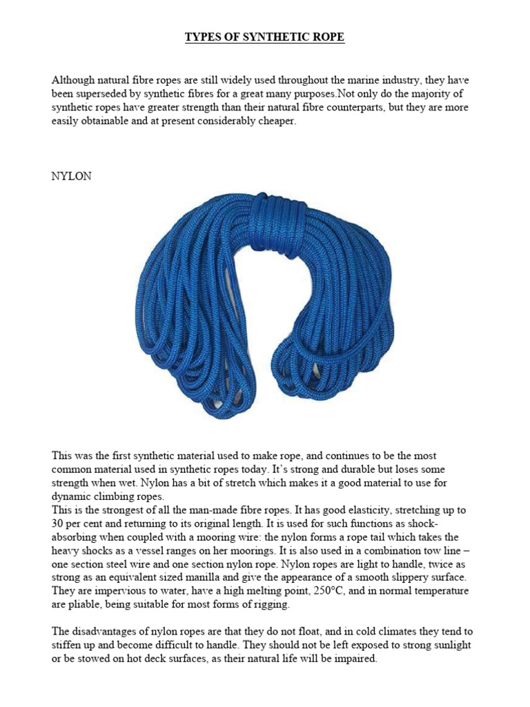 Types of Synthetic Rope | PDF | Rope | Nylon