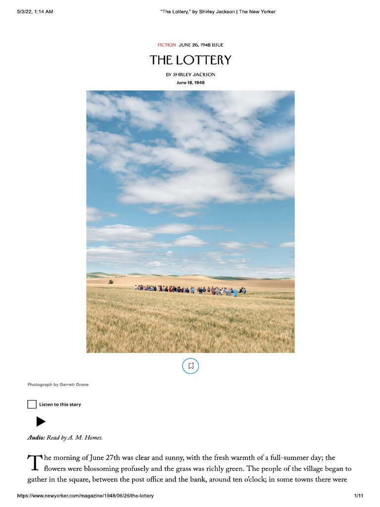 The Lottery by Shirley Jackson | PDF