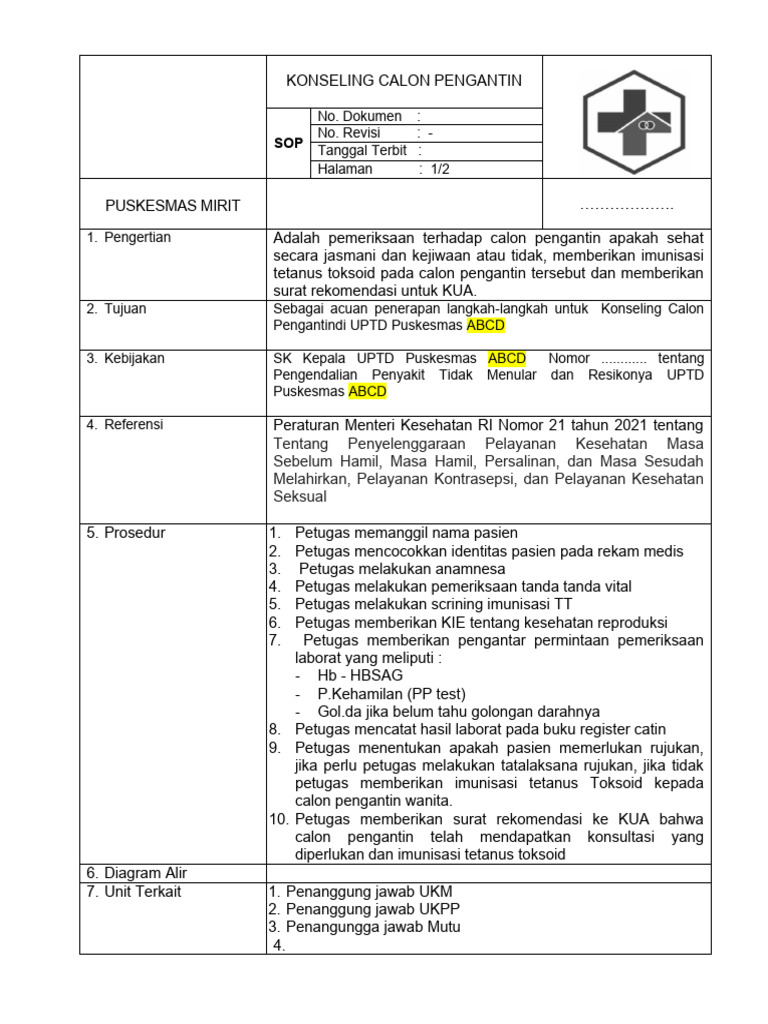 SOP Konseling CATIN | PDF